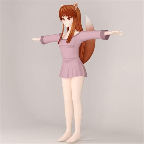 T Pose Rigged Model Of Horo Anime Girl 3d Model Srusdarelo