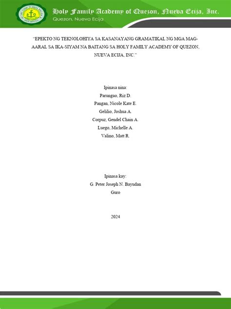 Pananaliksik Draft Pdf