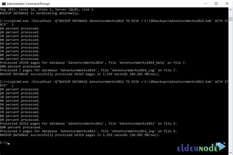 how to migrate sql databases with command line window vps server