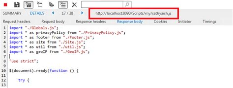 javascript ie 11 not showing my module in the debugger