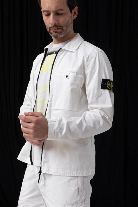 Giubbino Bianco Per Uomo Stone Island Supima Rione Fontana