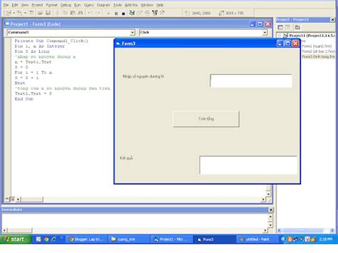 lap trinh vb visual basic 6 0 code tính tổng n số nguyên dương Đầu