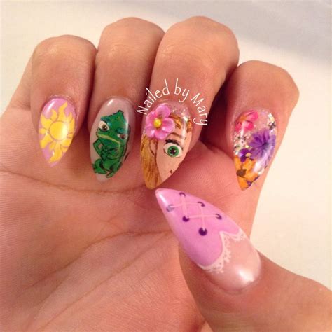 Disney Tangled Rapunzel Pascal Stiletto Nails Nail Art Disney Disney