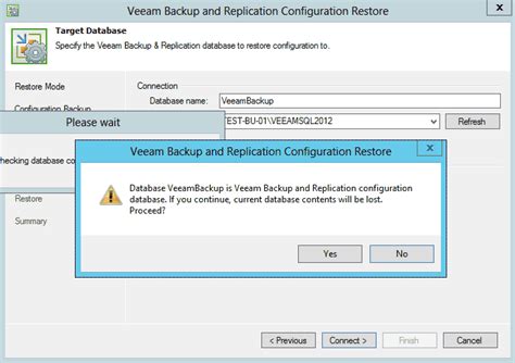 performing a database restore with veeam configuration backup interworks