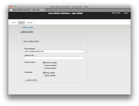 portal admin interface users