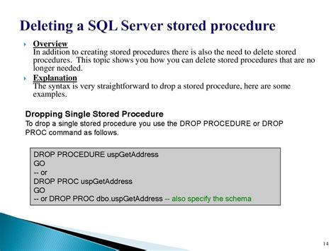sql server stored procedure online presentation
