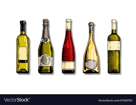 Set Wine Bottle Royalty Free Vector Image Vectorstock
