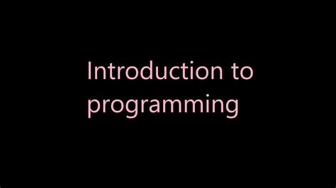 intro to programming youtube