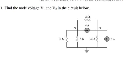 solved find the node voltage v1 and v2 in the circuit below