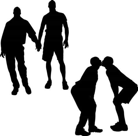 Silhouette Of A Gay Men Kissing Men Illustrations Royalty Free Vector