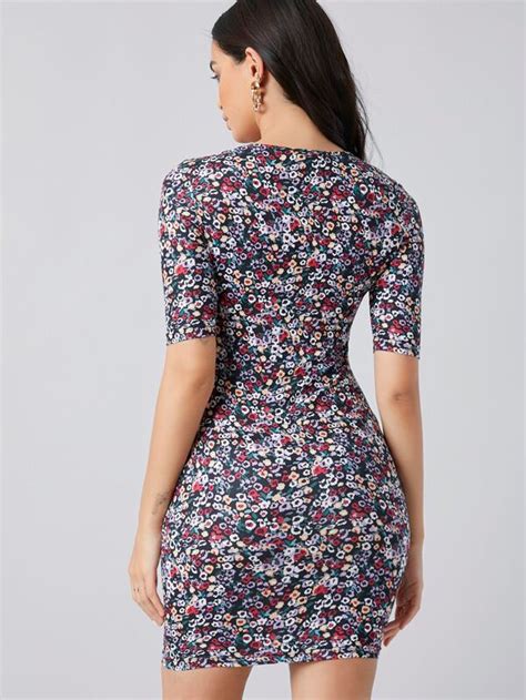 Shein Privé Floral Print Bodycon Dress Shein Usa