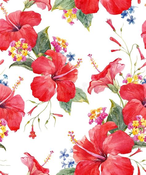 Watercolor Tropical Seamless Vector Pattern Stock Illustrations
