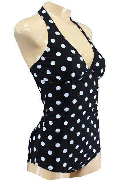 1950s Vintage Pin Up Swimsuit With Polka Dots