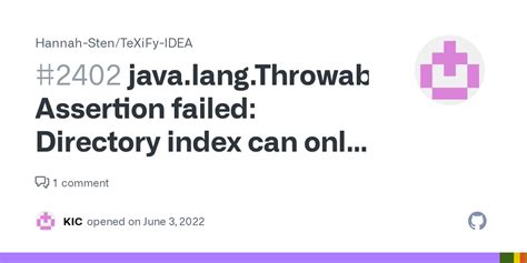 java lang throwable assertion failed directory index can only be
