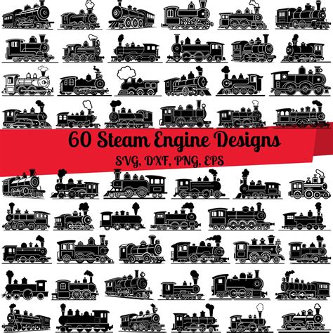 60 Steam Engine Svg Bundle Locomotive Svg Steam Engine Dxf Steam