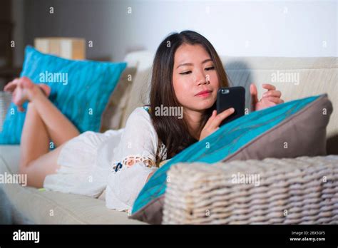 Lifestyle Portrait Of Young Beautiful And Happy Asian Korean Woman On