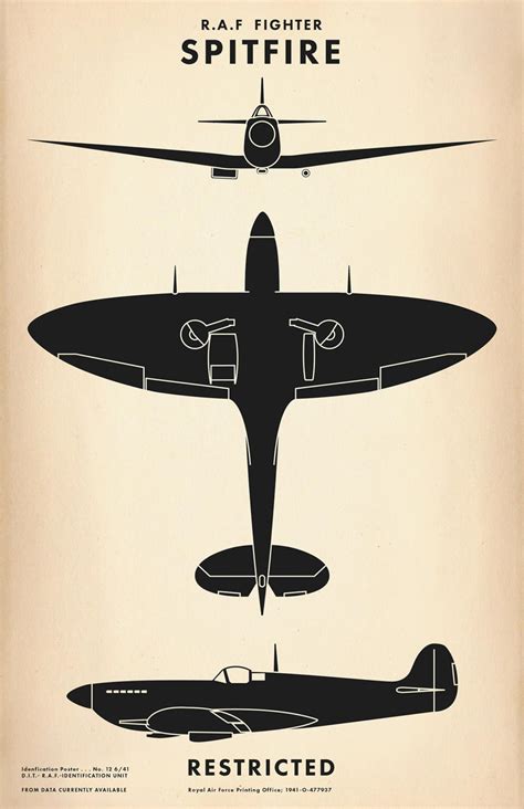 Spitfire Ww2 Aircraft Recognition Poster Etsy Supermarine Spitfire