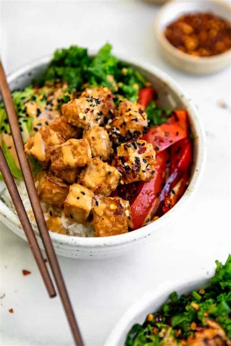 Easy And Crispy Baked Peanut Tofu Bowls Eat With Clarity