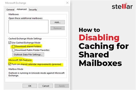 how to disable caching in outlook for shared mailboxes