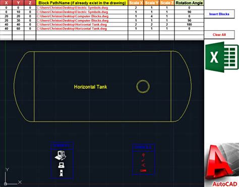 insert blocks in autocad using excel and vba my