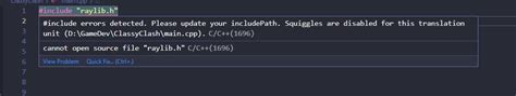 raylib header file suddenly not working in vscode ask gamedev tv