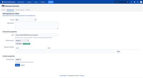 configure a url datasource okta elements connect
