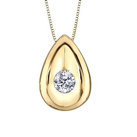 Tear Drop Diamond Pendant In 10k Yellow Gold 0 03ct Tw Ann Louise