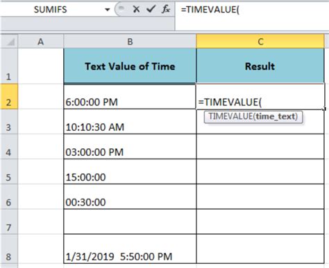 how to use the excel timevalue to get a valid time from a