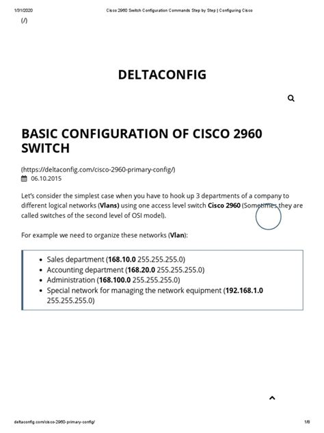 cisco 2960 switch configuration commands step by step configuring