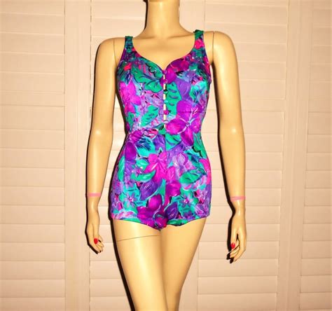 Vintage Swimsuit 80s Maxine Of Hollywood Bathing Suit M Etsy