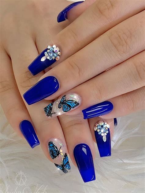 Cute Acrylic Nail Ideas Coffin Blue