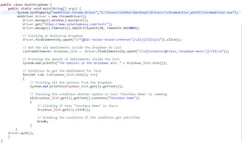 how to automate bootstrap dropdown using selenium
