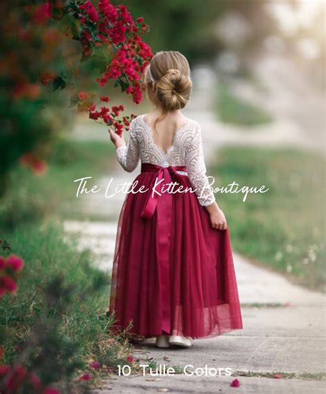 Flower Girl Dress Tulle Flower Girl Dress Rustic Lace Flower Etsy