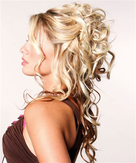Half Up Half Down High Pinned Curly Hairstyle Hairstyles