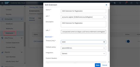 create cdc extension in node js sap news