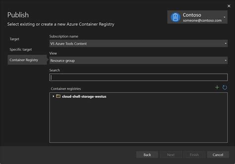 deploy asp docker container to azure container registry visual