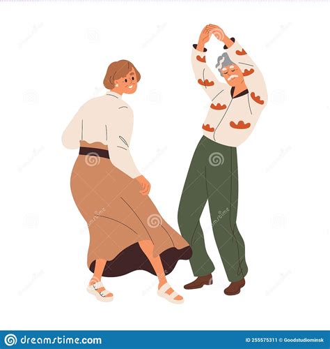 Happy Senior Couple Dancing Active Elderly Man And Woman Dance With