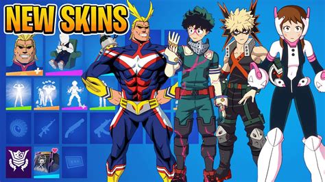 New My Hero Academia X Fortnite Showcase All Might Izuku Ochaco