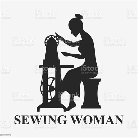 Woman Sitting With Sewing Machine Stock Illustration Download Image