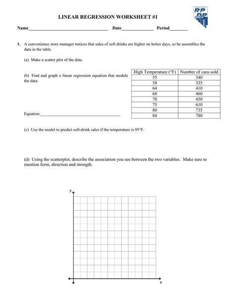 linear regression worksheet answers — db