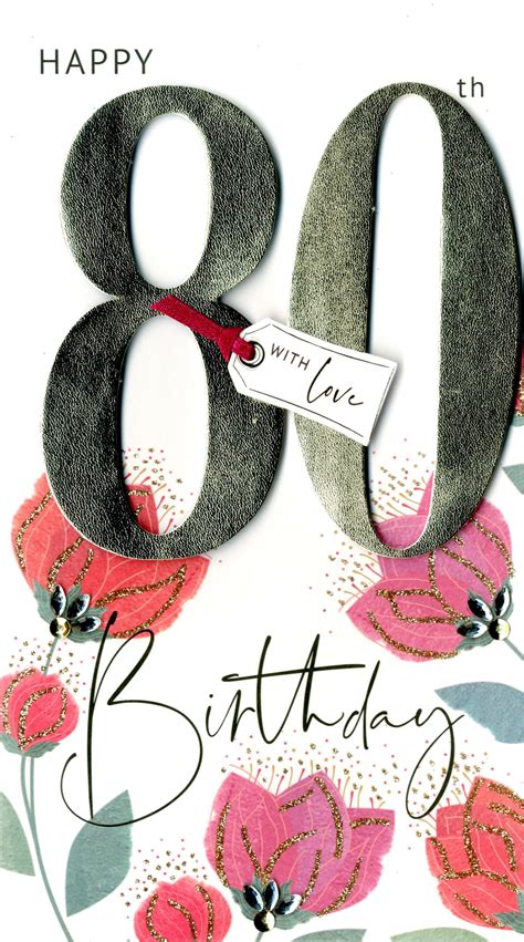 80th Birthday Greeting Card Hand Finished Cards