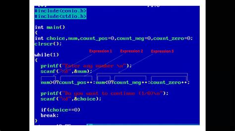 program to count positive negative and zero using ternary operator and