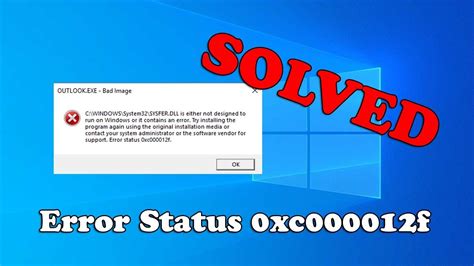 how to fix bad image error status 0xc000012f in windows 10 8 7 youtube