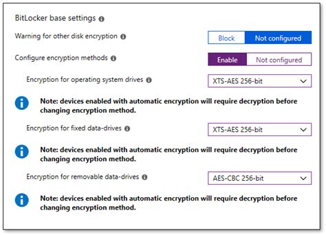 setting the bitlocker encryption algorithm for autopilot devices