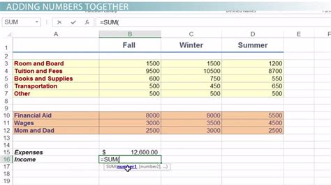 using the sum function in excel video and lesson transcript