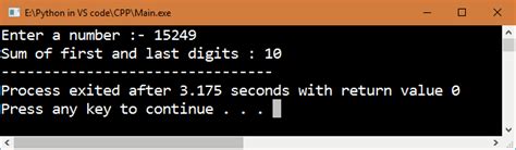 program in c and c to find sum of first and last digits