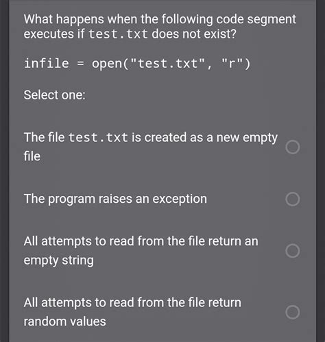 answered what happens when the following code… bartleby