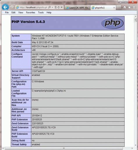 configuration php by using the iis manager