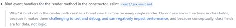configuration of react jsx no bind allows to use arrow functions while