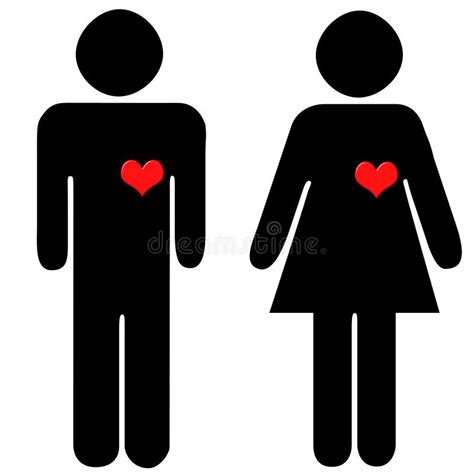 Les Couples Dans Lamour Avec Licône De Coeur Dirigent Signe Plat